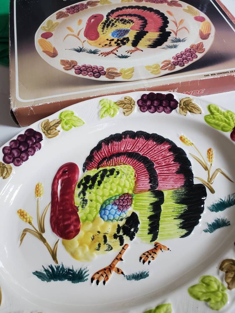 Huge Turkey Platter, Vintage Elegance, Embossed Design W/gorgeous ...