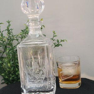 Vintage Crystal Decanter Clarenbridge Ireland W/coat of Arms of Bermuda ...