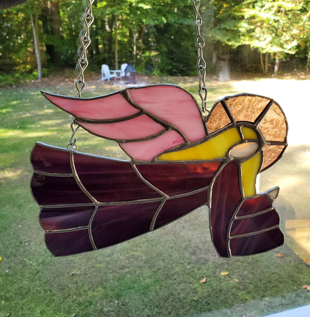 Stained Glass Christmas Angel, Handcrafted Angel Ornament, Stained ...