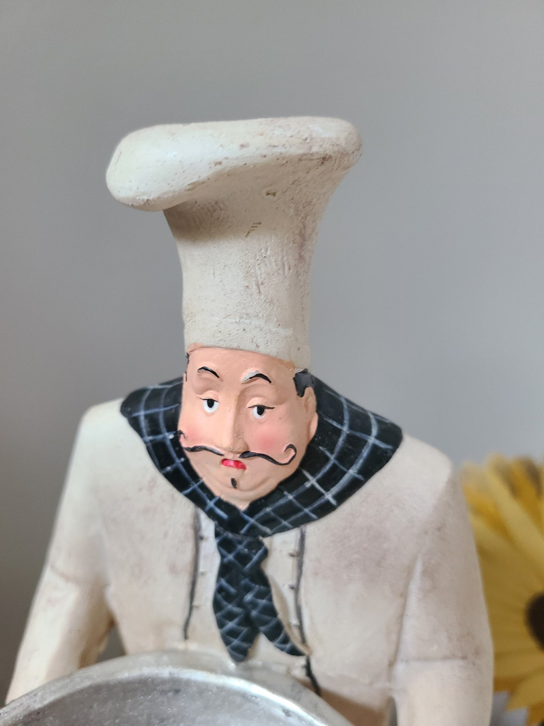 French Chef Statue Figure, Holding Silver Bowl, Blue Neckerchief 13 ...