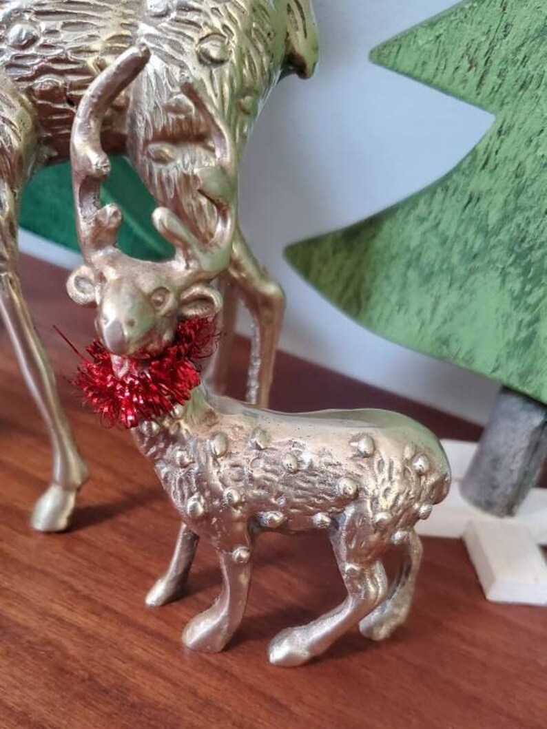 Vintage Brass Stag and Doe Deer Figurines CLASSY Mid-century | Etsy