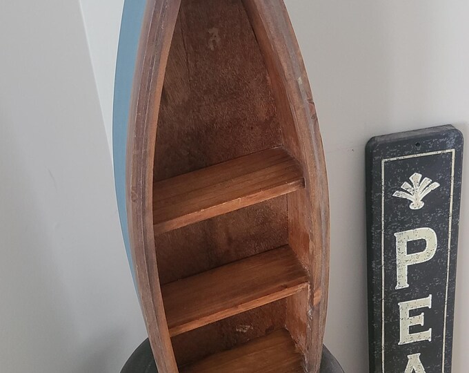 Vintage Fishing Boat Shelf Wooden Canoe Shelf, Hang OR Stand Rustic ...