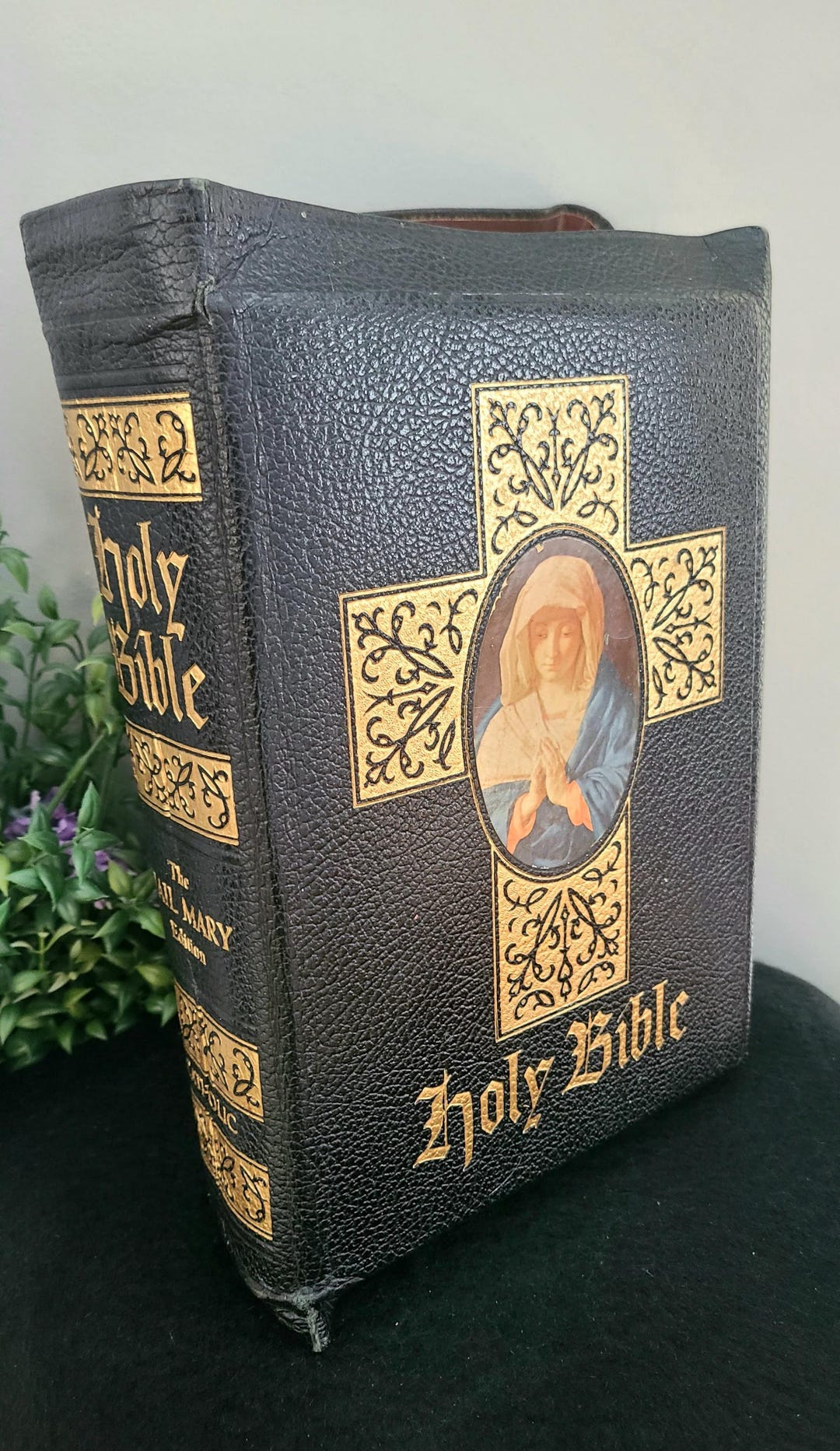 1961 Catholic Holy Bible, Hail Mary Edition, Leather Bound Oversized ...