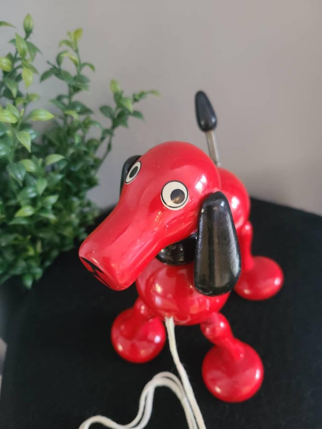 Vintage KOUVALIAS Wooden Red DOG PULL Along Toy 1950's, Made in Greece ...