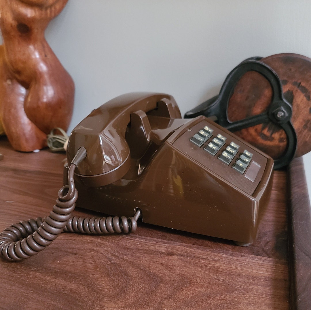 Vintage Chestnut Brown Desk Phone Push Button Telephone - Etsy