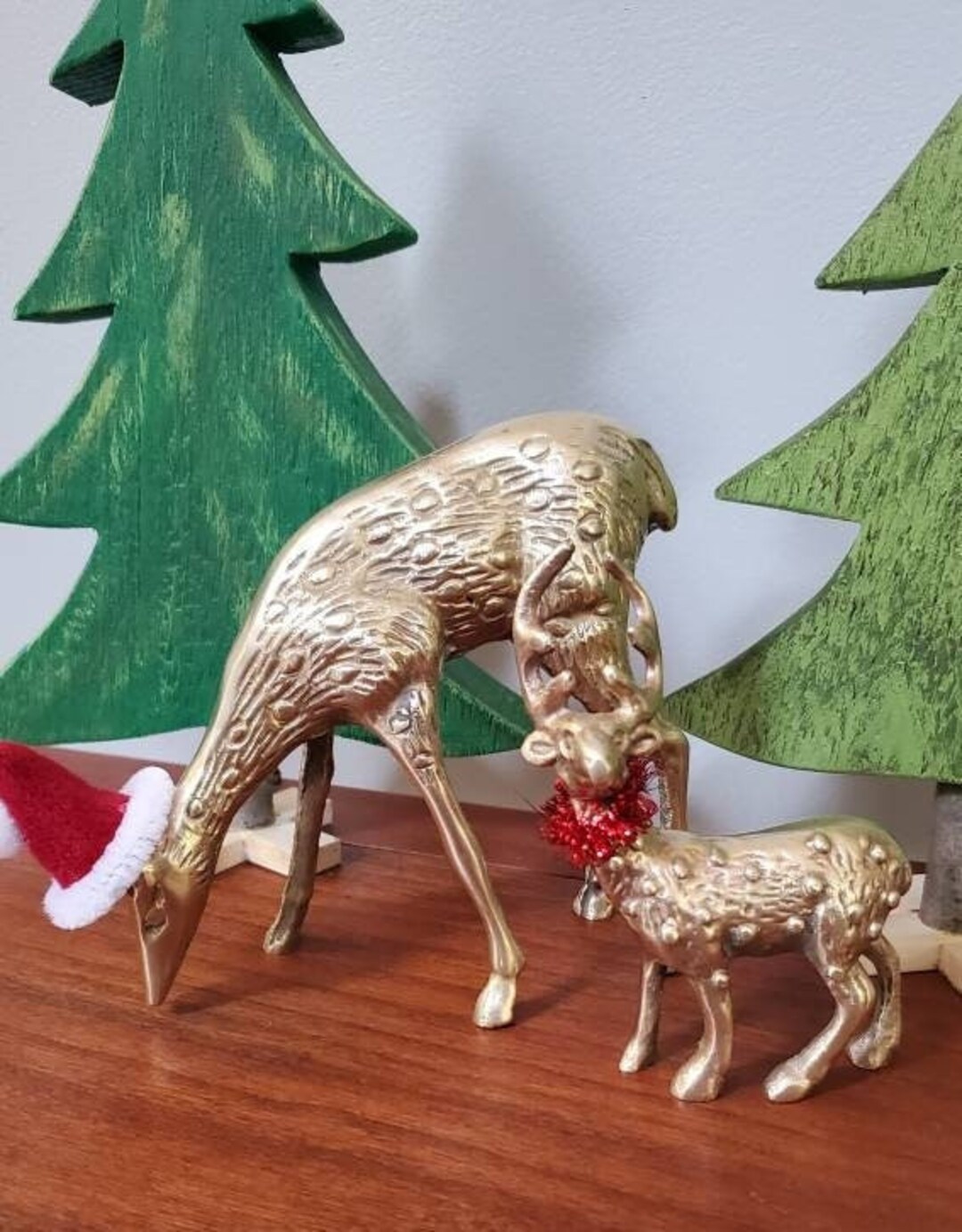 Vintage Brass Stag and Doe Deer Figurines CLASSY Mid-century Modern ...