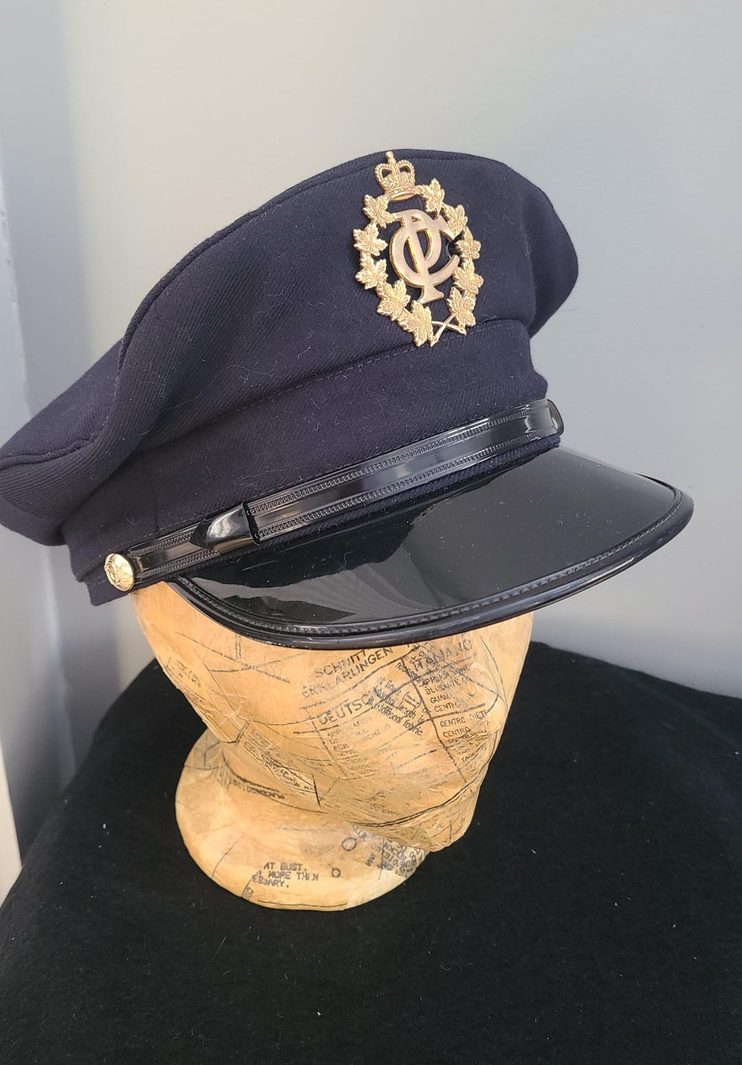 Vintage Canada Post Delivery Man Uniform Cap, Dark Navy Wool Cap Size ...