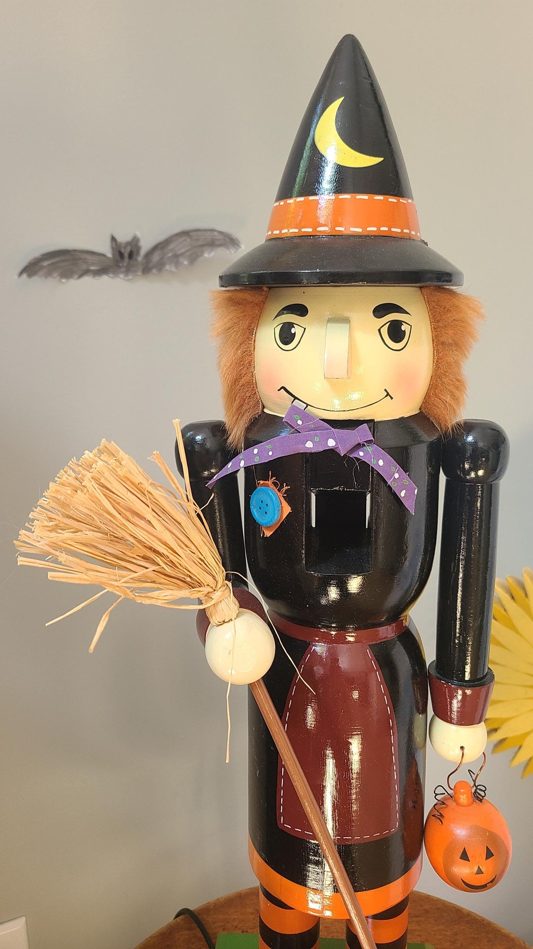 Vintage Halloween WITCH Nutcracker 20 Tall, W/jack-o-lantern, Black Cat ...