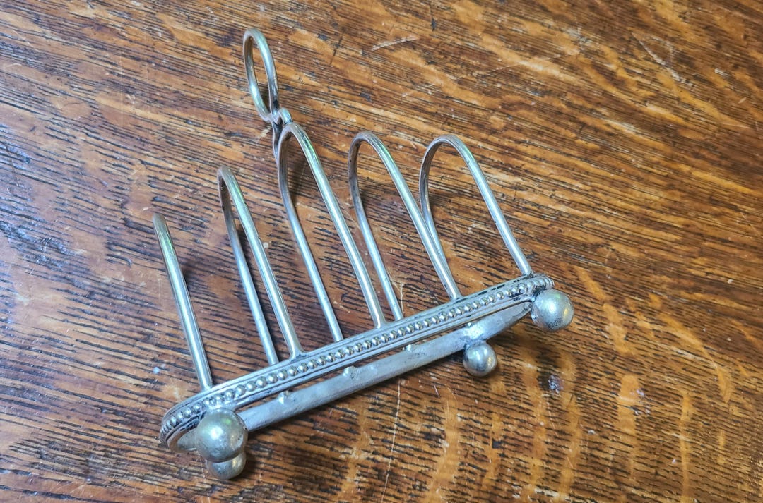 Antique Toast Rack, Silver Plate Toast Server Ornate, W/ball Feet ...