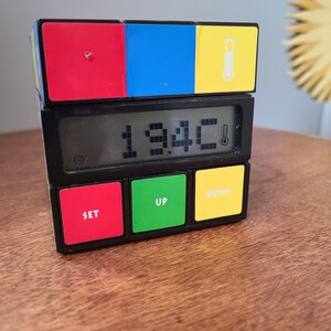 Vintage Retro Rubik's Cube Alarm Clock RARE W/date & Temperature Desk ...