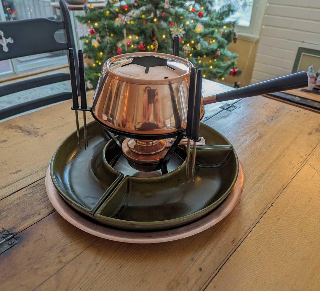 Copper Fondue Set Culinox Spring Switzerland, Complete W/stand, Serving ...
