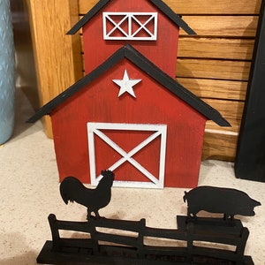 Rustic Barn Farmhouse Pieces or Set 3 Buildings Red Blue White Truck ...
