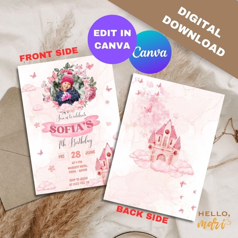 Princess Castle Invitation, Princess Castle Card Birthday Invitation ...