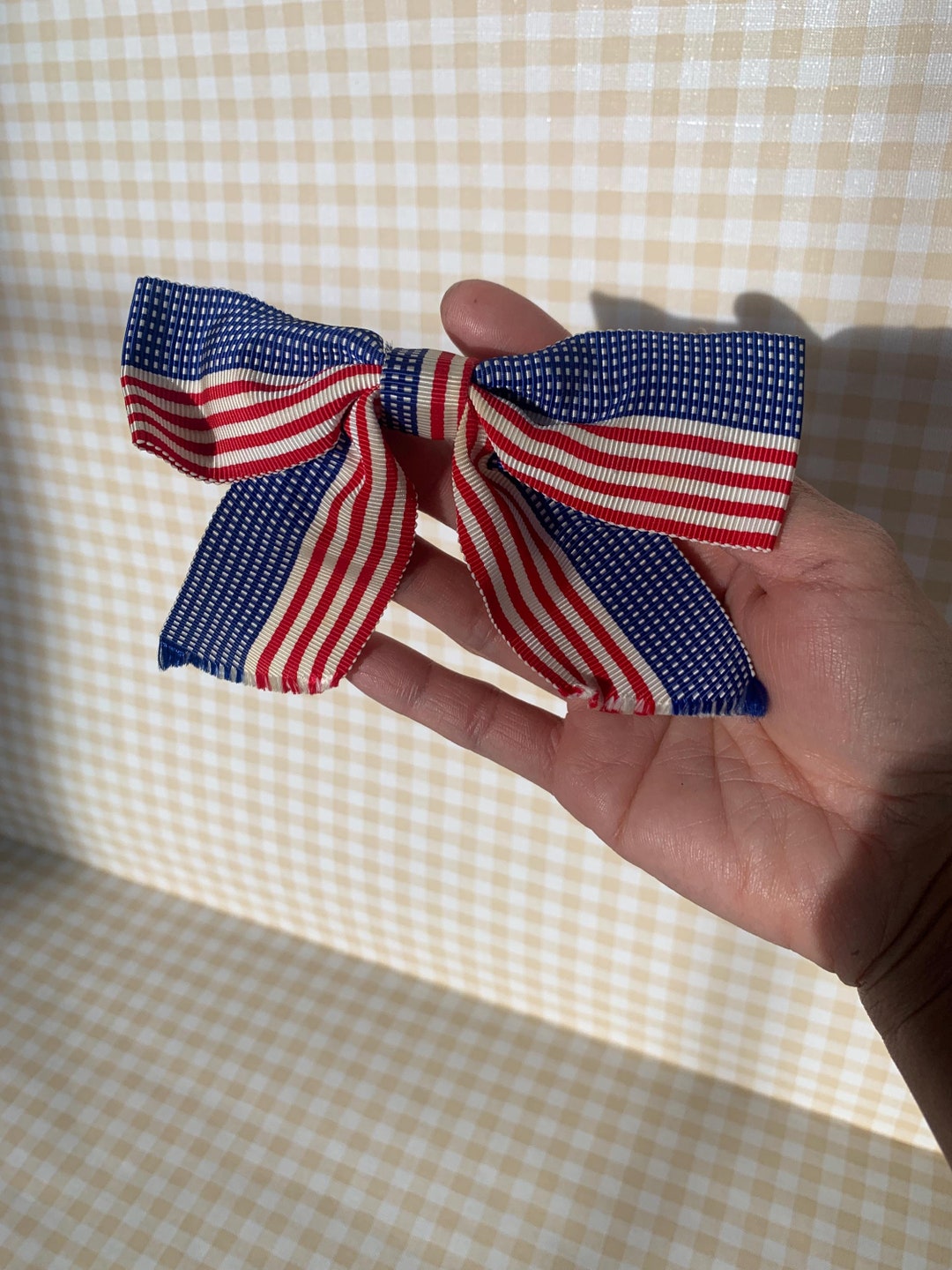 Vintage 80s French Hair Barrette Ribbon / Red White Viva La France ...