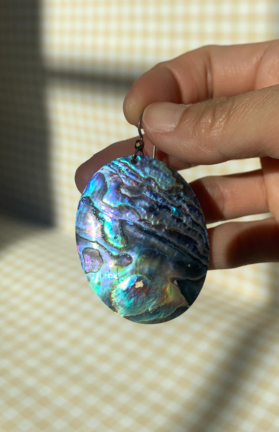 Vintage Single Earring / Boho / Abalone / Purple Green / Asymmetrical ...