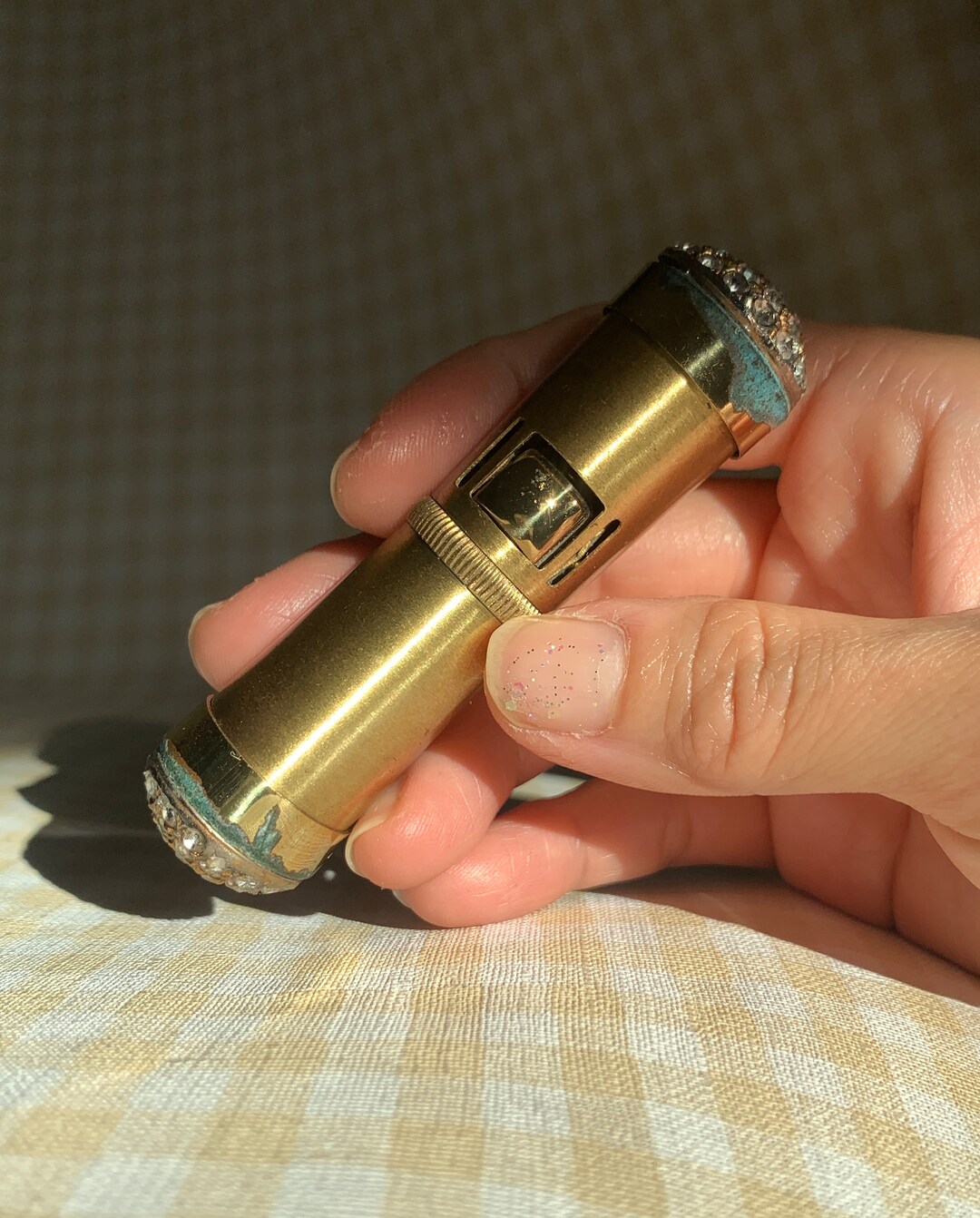 Working Vintage Lighter / Gold Tone + Jeweled Rhinestone / Mid Century ...