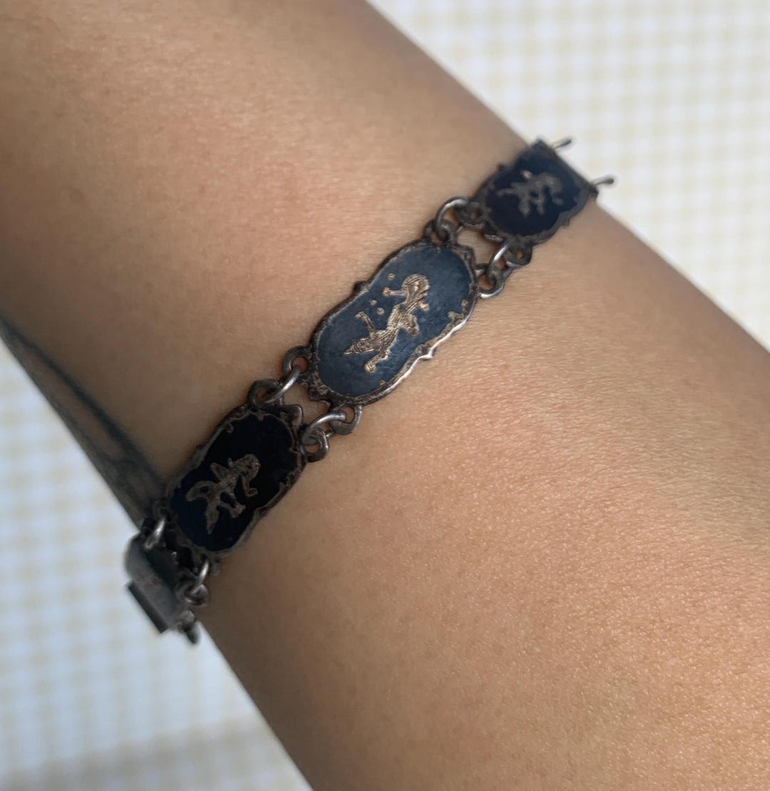 Vintage Siam Sterling Silver Bracelet / Thai / Thailand / 1950s 50s ...