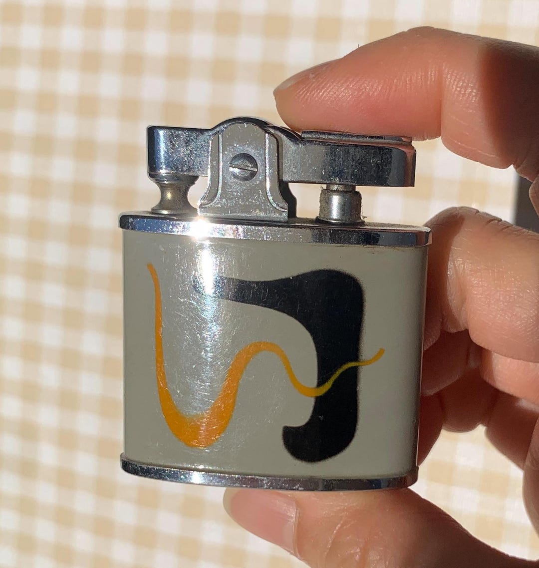 Working Vintage Lighter / 1960s 60s Japan / Grey Abstract Art / Orange ...