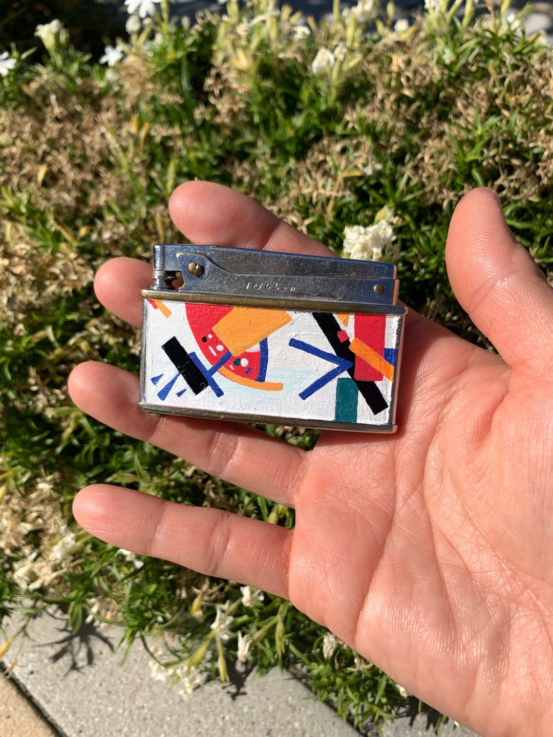 Working Vintage Lighter / Hand Painted / Made / Sleek Mid Century Shape ...