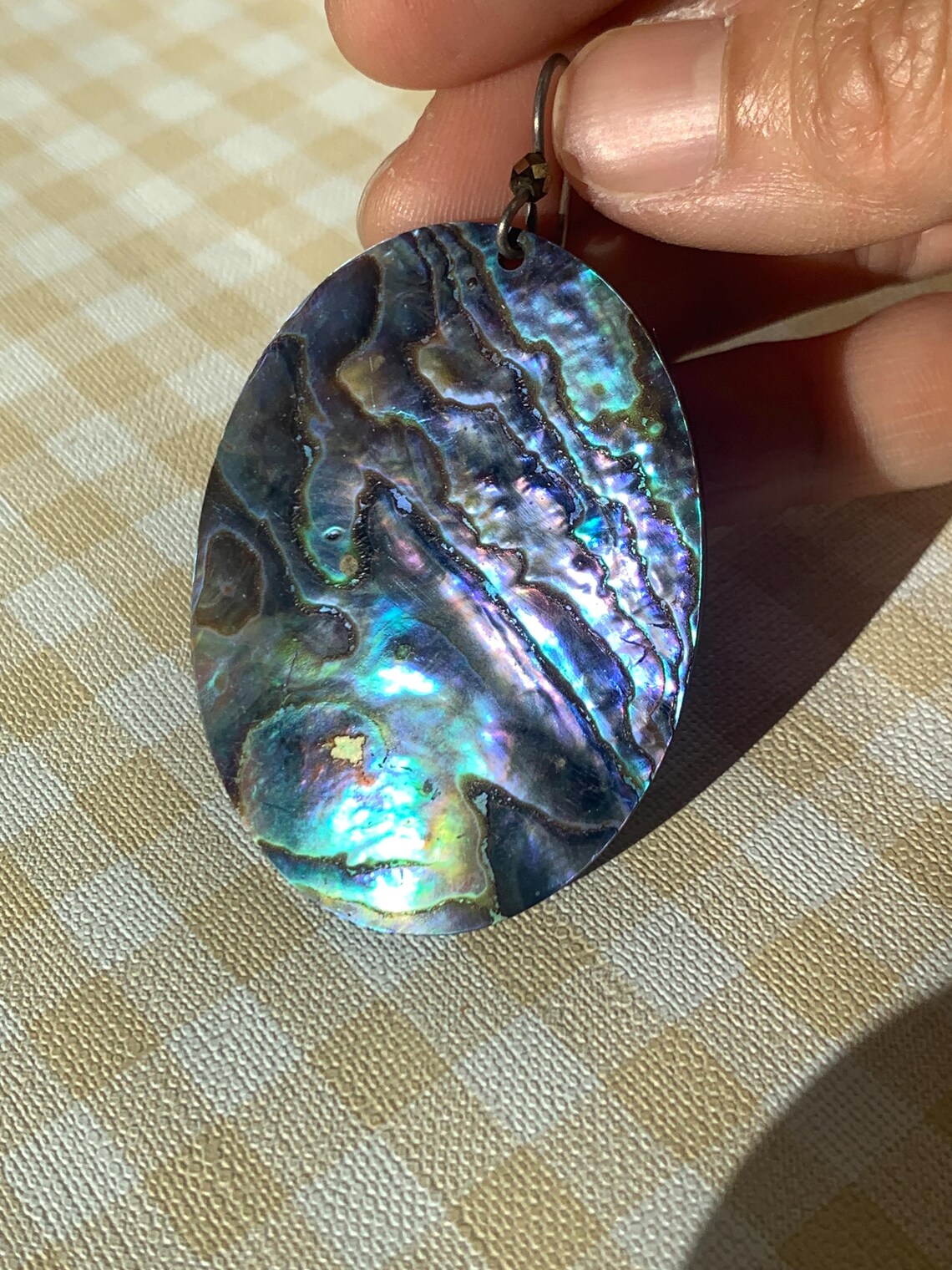 Vintage Single Earring / Boho / Abalone / Purple Green / Asymmetrical ...