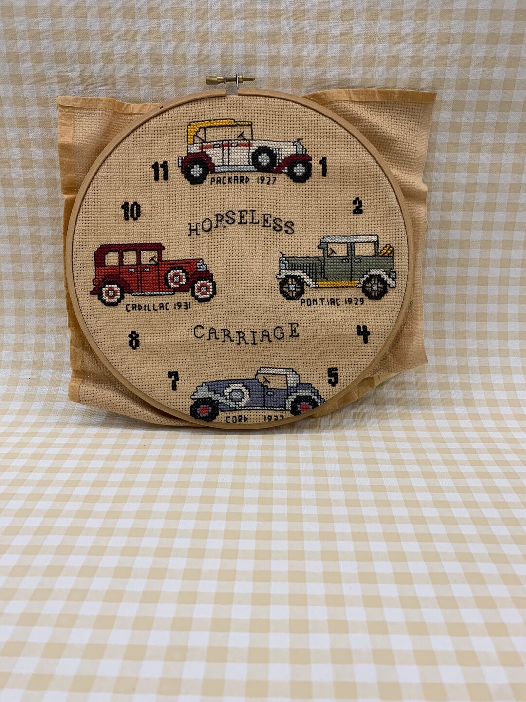 Horseless Carriage Vintage Embroidery / Cross Stitch / Clock ...
