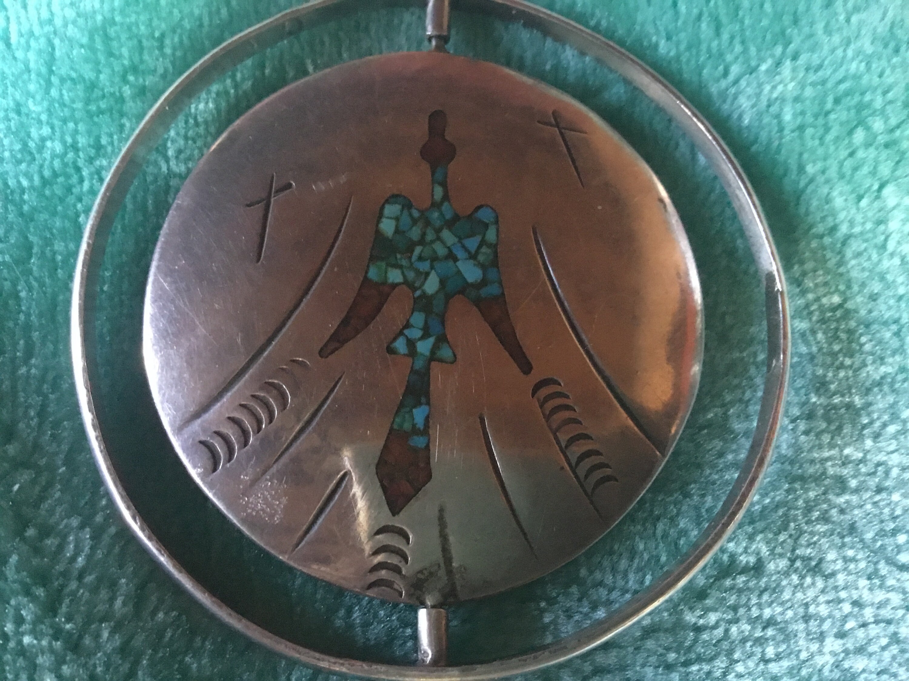 Zuni Nation Made Peyote Bird Spinner Sterling and Fragments of Coral ...
