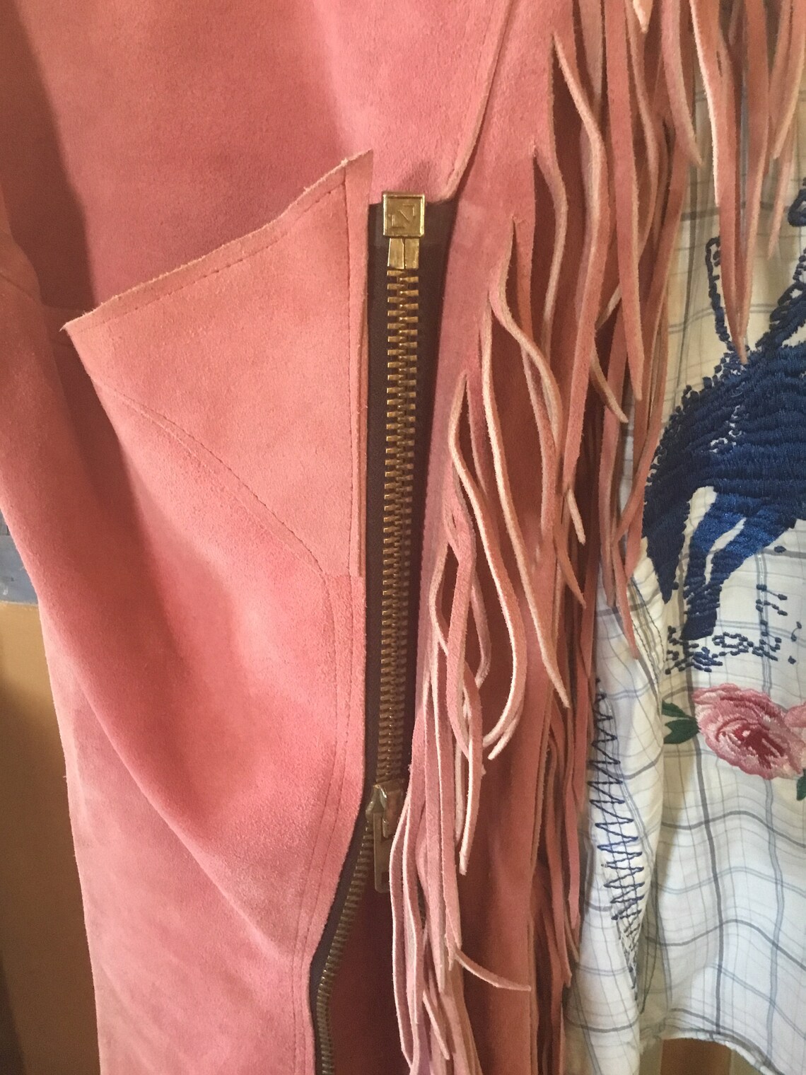 Pink Roughout Suede Chaps Nice and Broken in Perfect for - Etsy