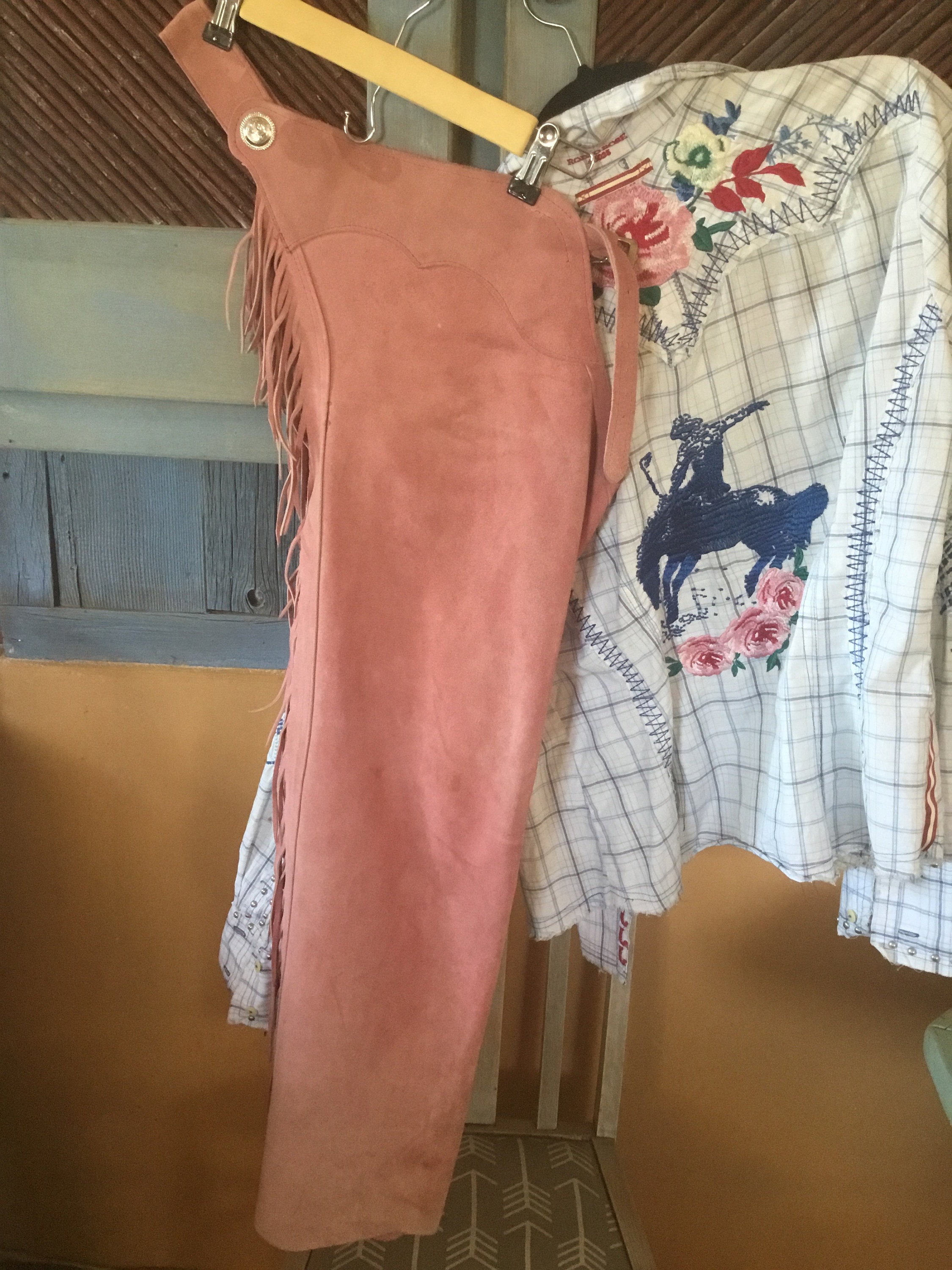 Pink Roughout Suede Chaps! Nice and Broken in Perfect for Cow-work and ...