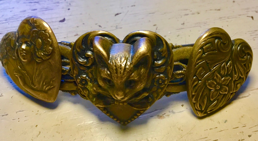 Vintage Repousse Copper Barrette: French Kitty Cat Hair Clip - Etsy