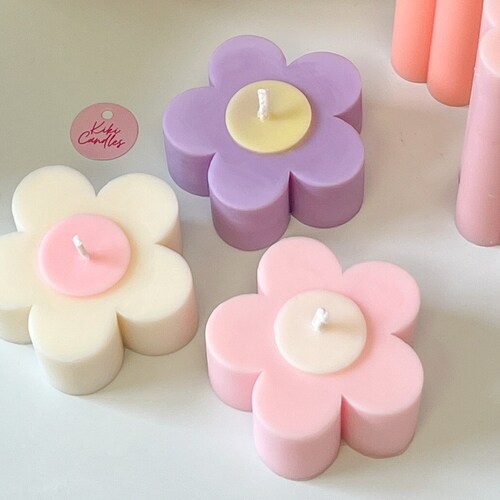 Daisy Candle Flower Candle Pastel Candles Pastel Color | Etsy