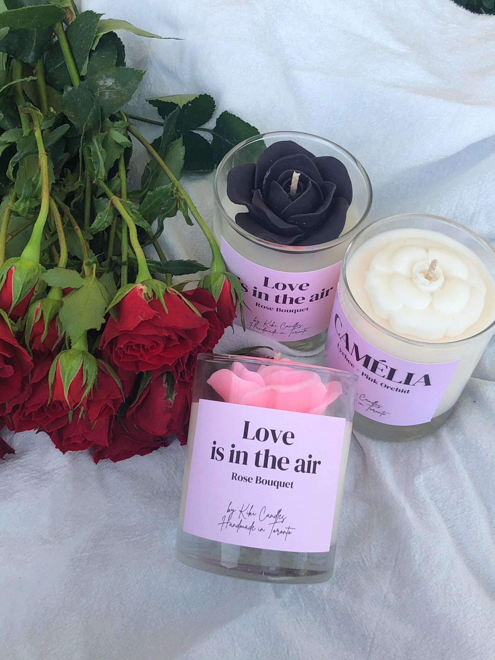 Rose Candle Rose Bouquet Candle Floral Scented Candle - Etsy