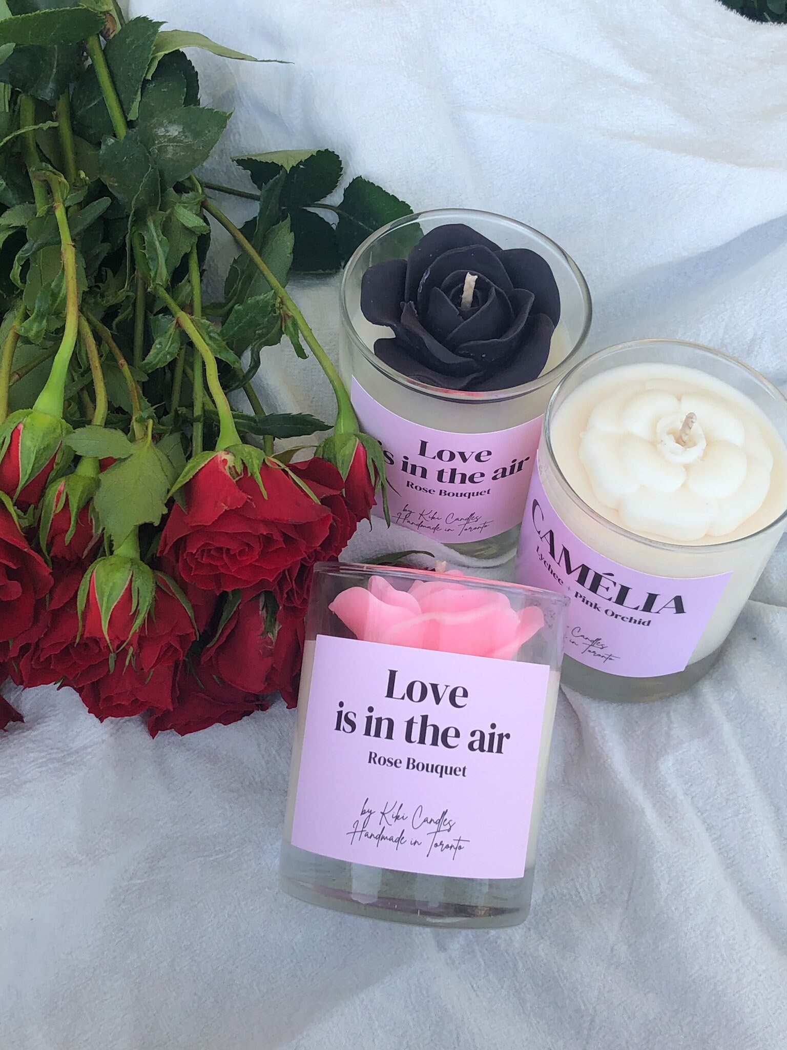 Rose Candle Rose Bouquet Candle Floral Scented Candle - Etsy