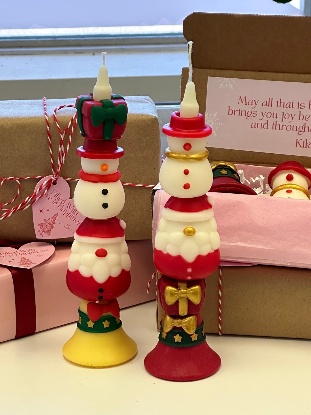 Christmas Totem Pole| Christmas Decor| Christmas Candle| Playful Candle| Christmas Gift Set ...