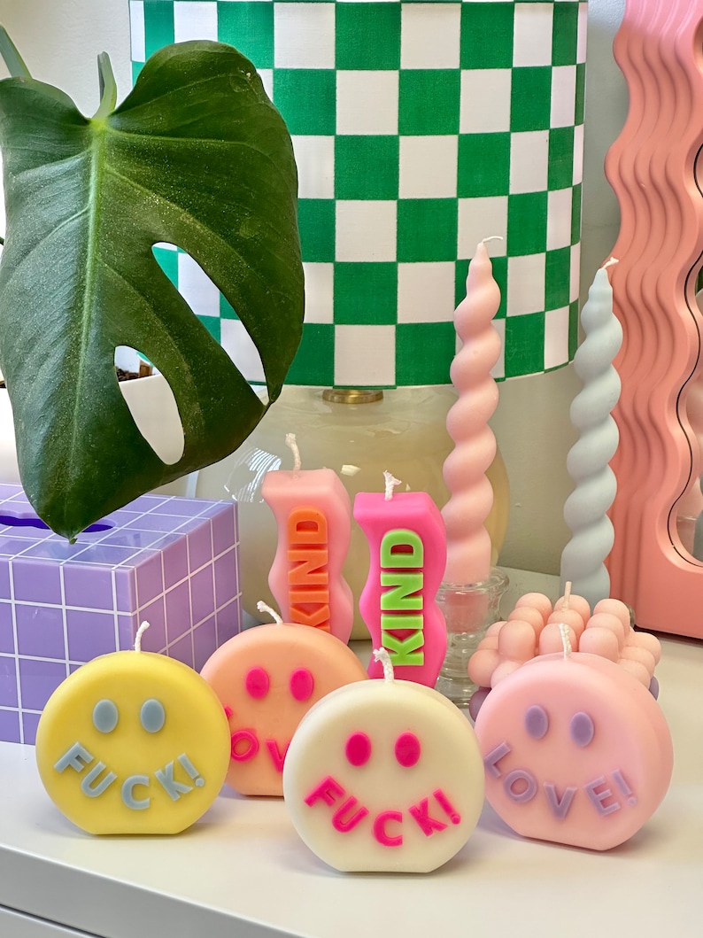 Smiley Face Candle Funky Candle Letter Candlewavy Candle - Etsy