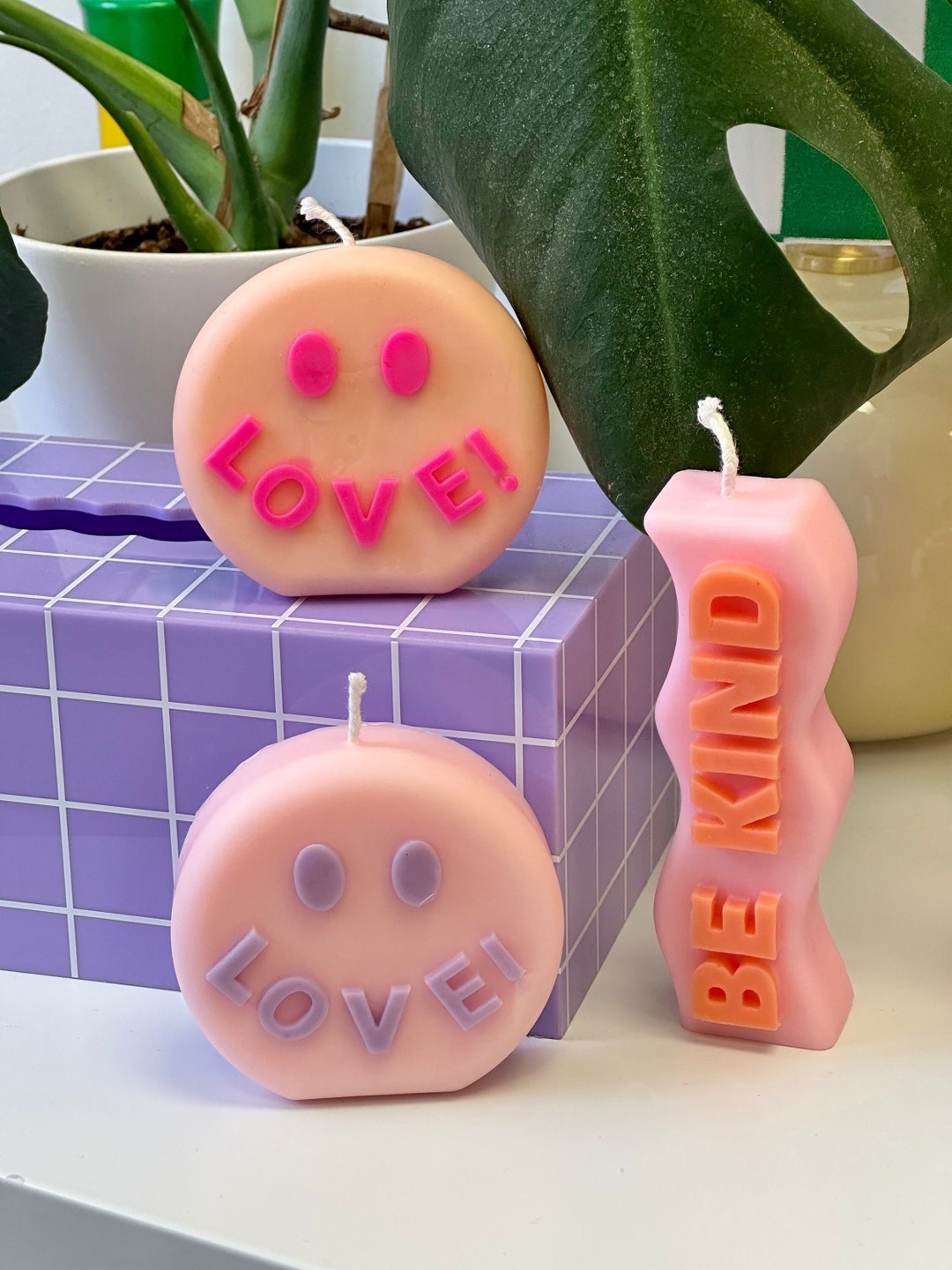 Smiley Face With Love Candle| Funky Candle| Letter Candle|wavy Candle ...
