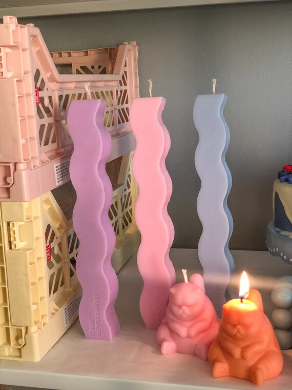 Squiggle Candles Wavy Candle Soy Candlepersonalized Candle | Etsy