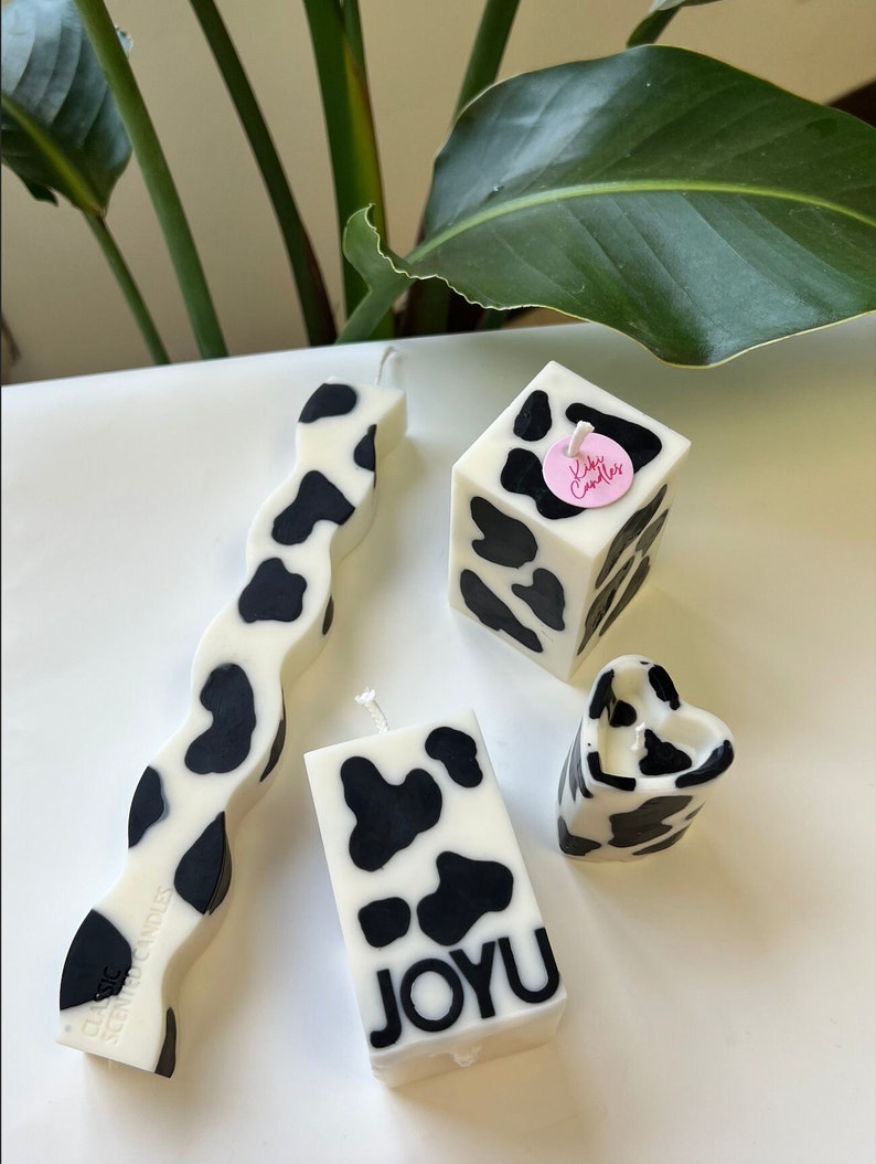 Cow Print Candlescustom Cow Print Candle Funky Candleunique - Etsy