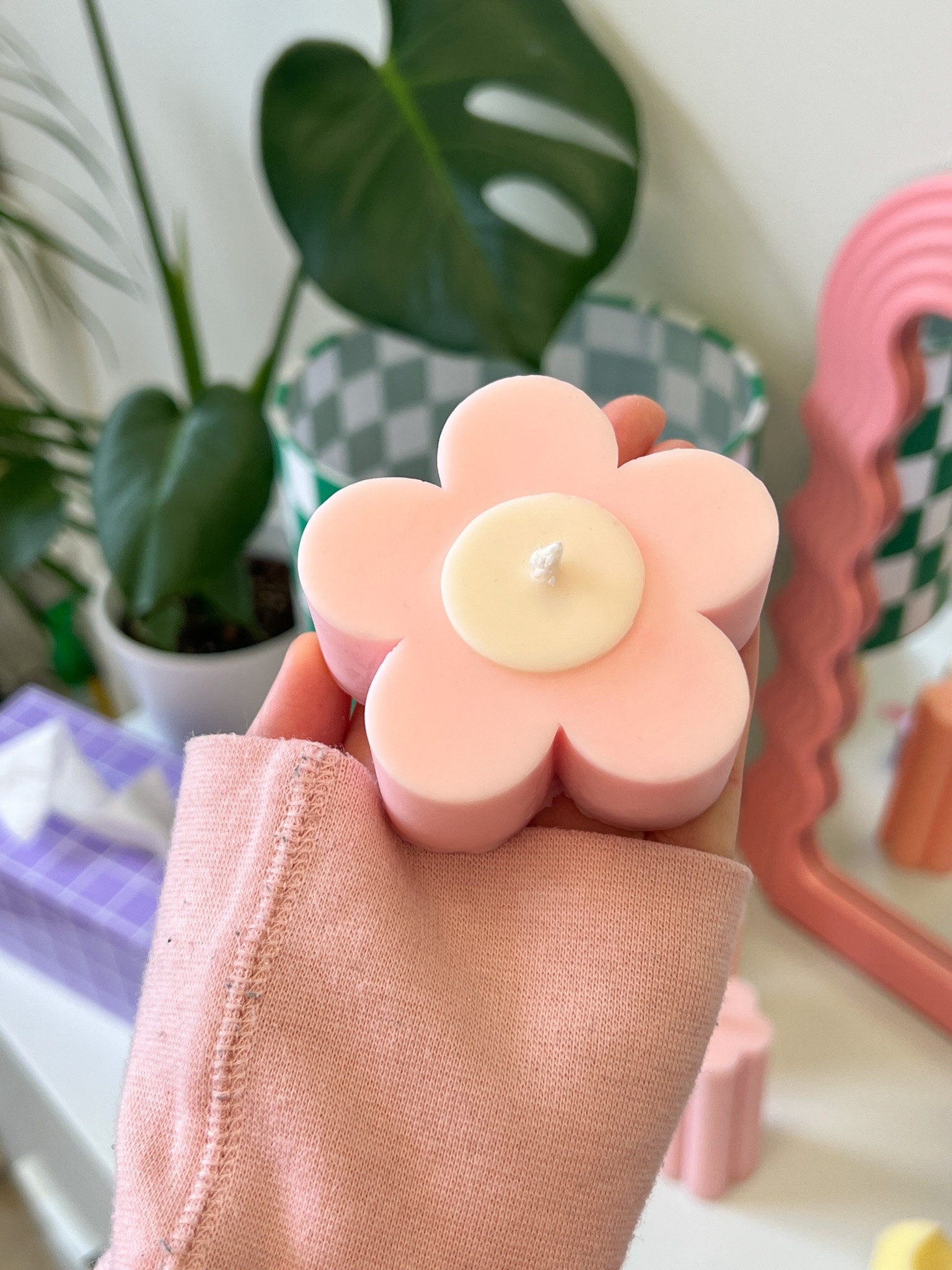 Daisy Candle Flower Candle Pastel Candles Pastel Color | Etsy