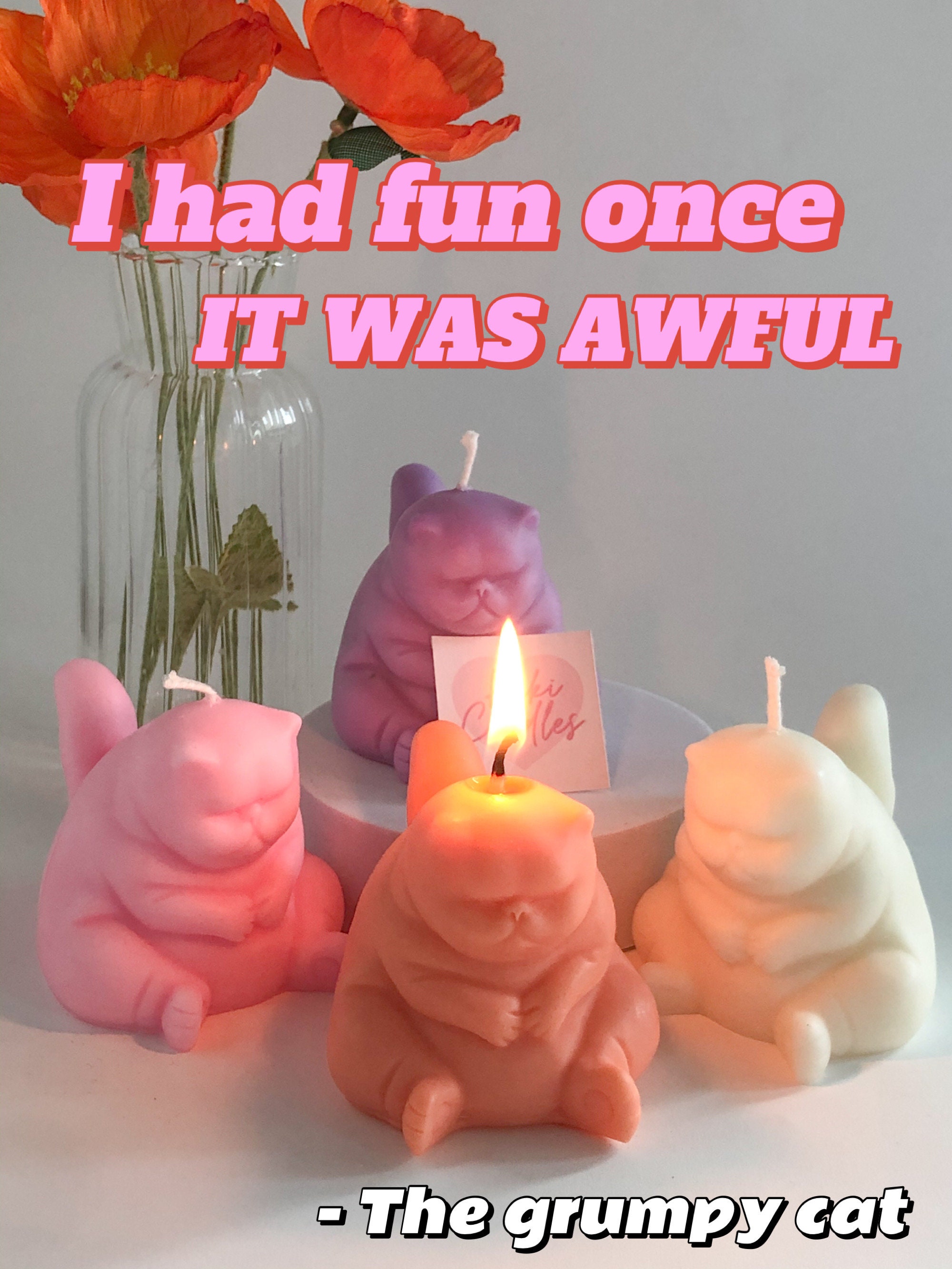 Cat Candle Grumpy Cat Candle Unique Candle Cute Candle | Etsy
