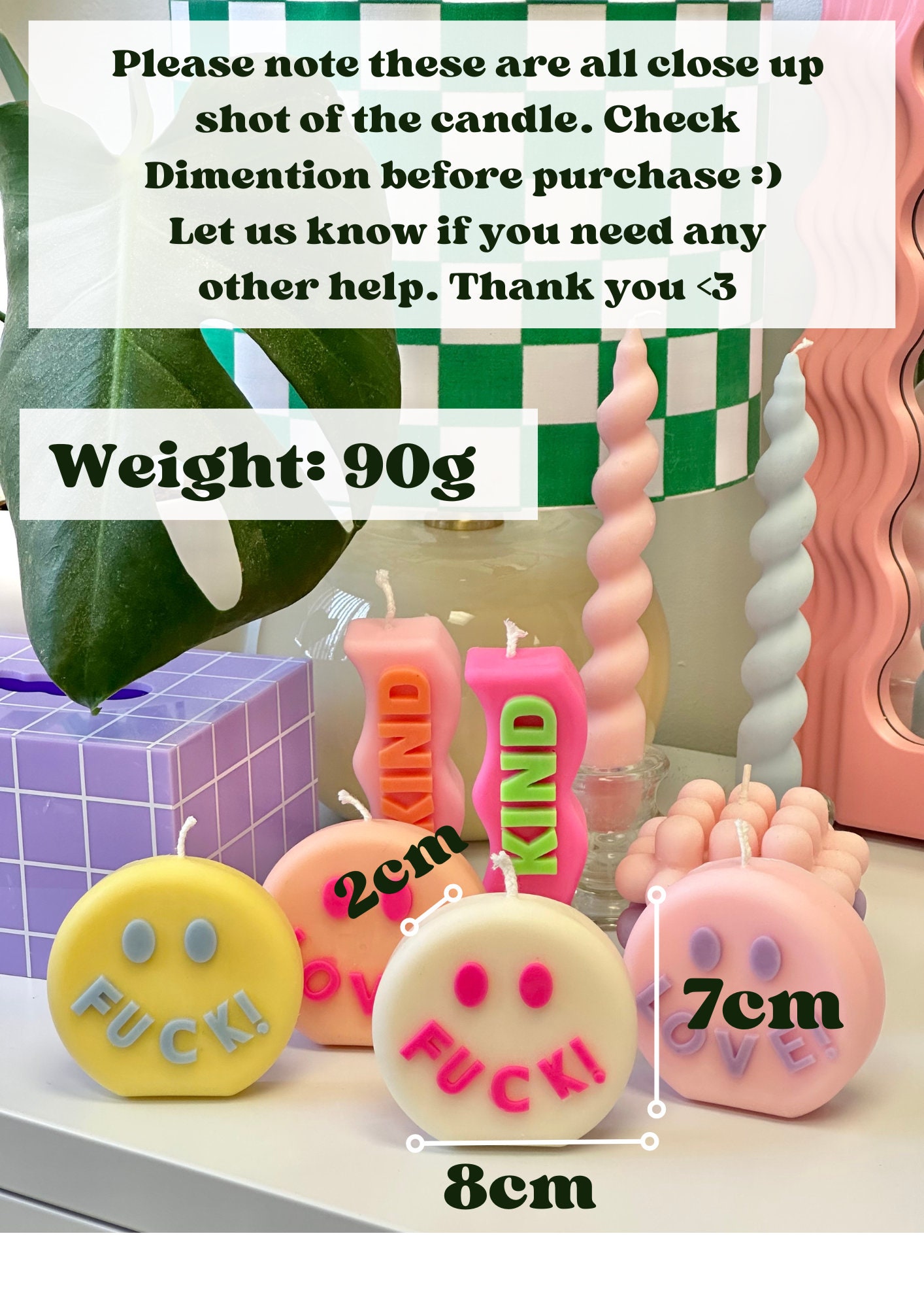 Smiley Face Candle Funky Candle Letter Candlewavy Candle - Etsy