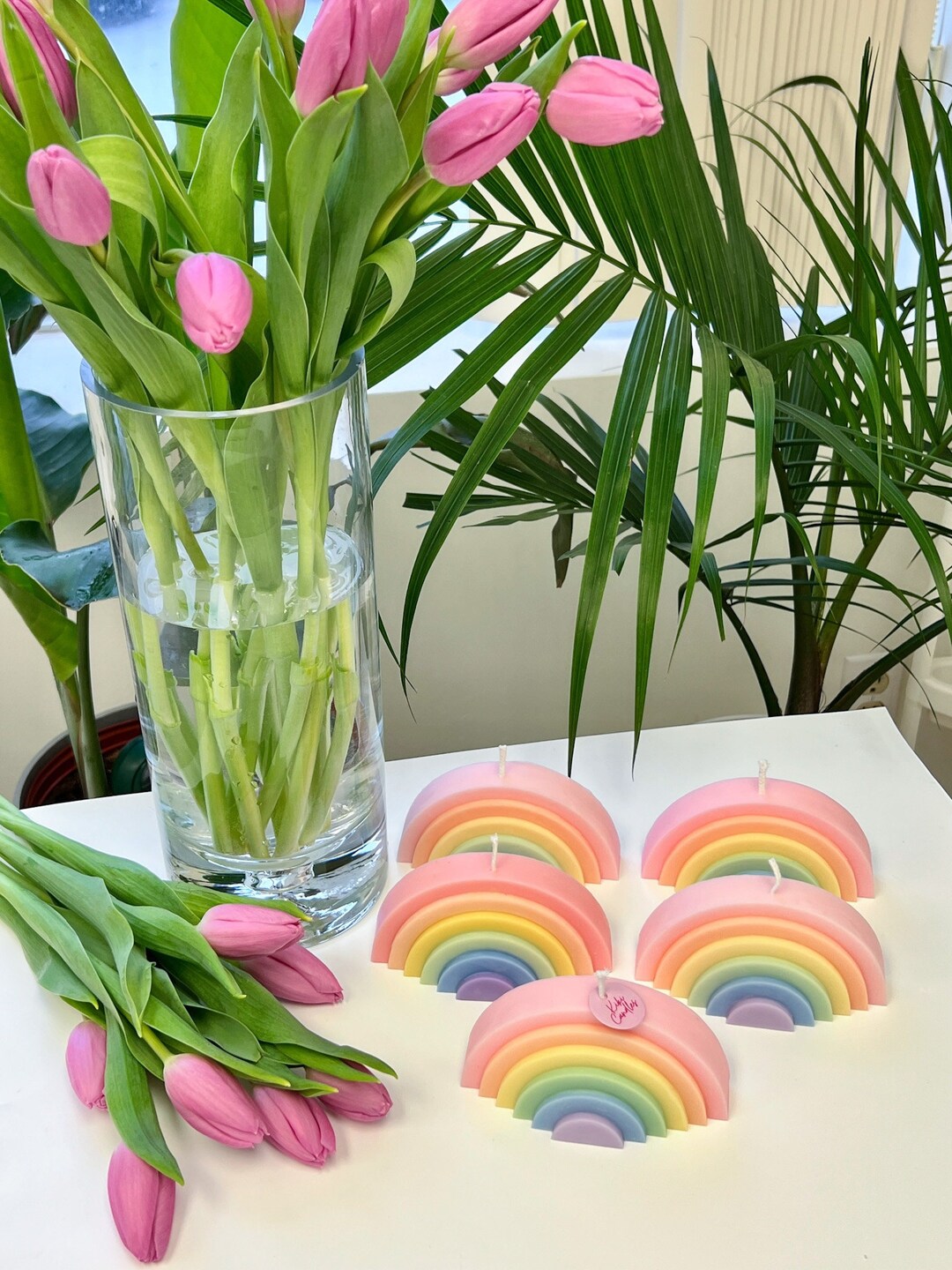 Rainbow Candle| Pride Candle|love is Love| Pastel Rainbow Candle| Vivid ...