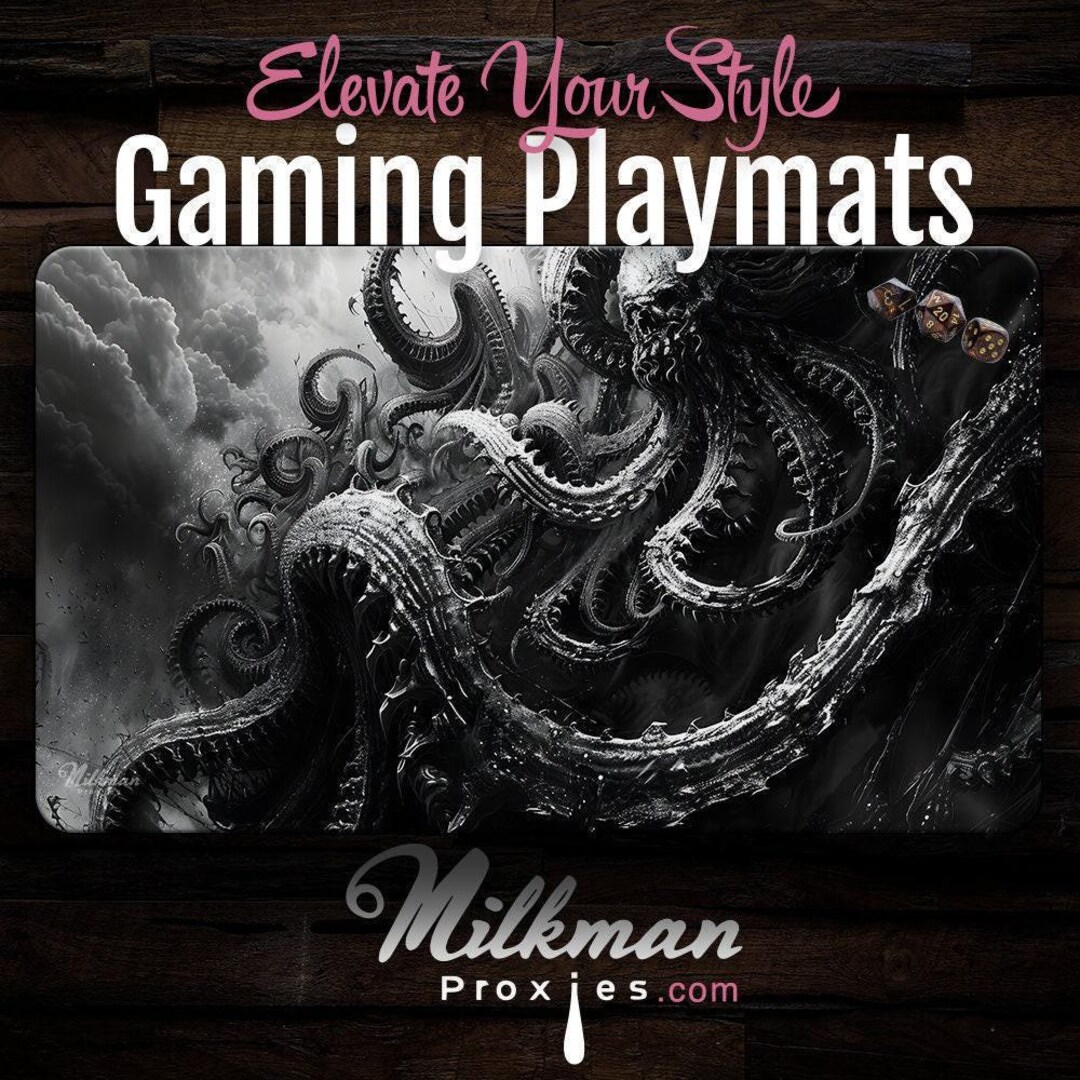 MTG Playmat: Tentacle God - Black & White Kraken Gaming Deskmat ...