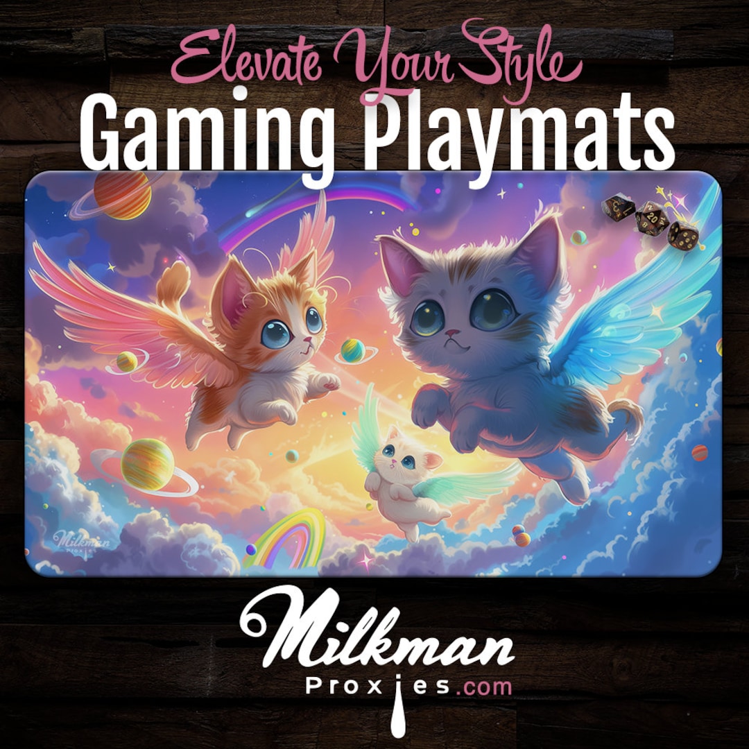 Flying Cat Playmat MTG Cute Playmats MTG Mtg Playmate Rainbow Commander ...