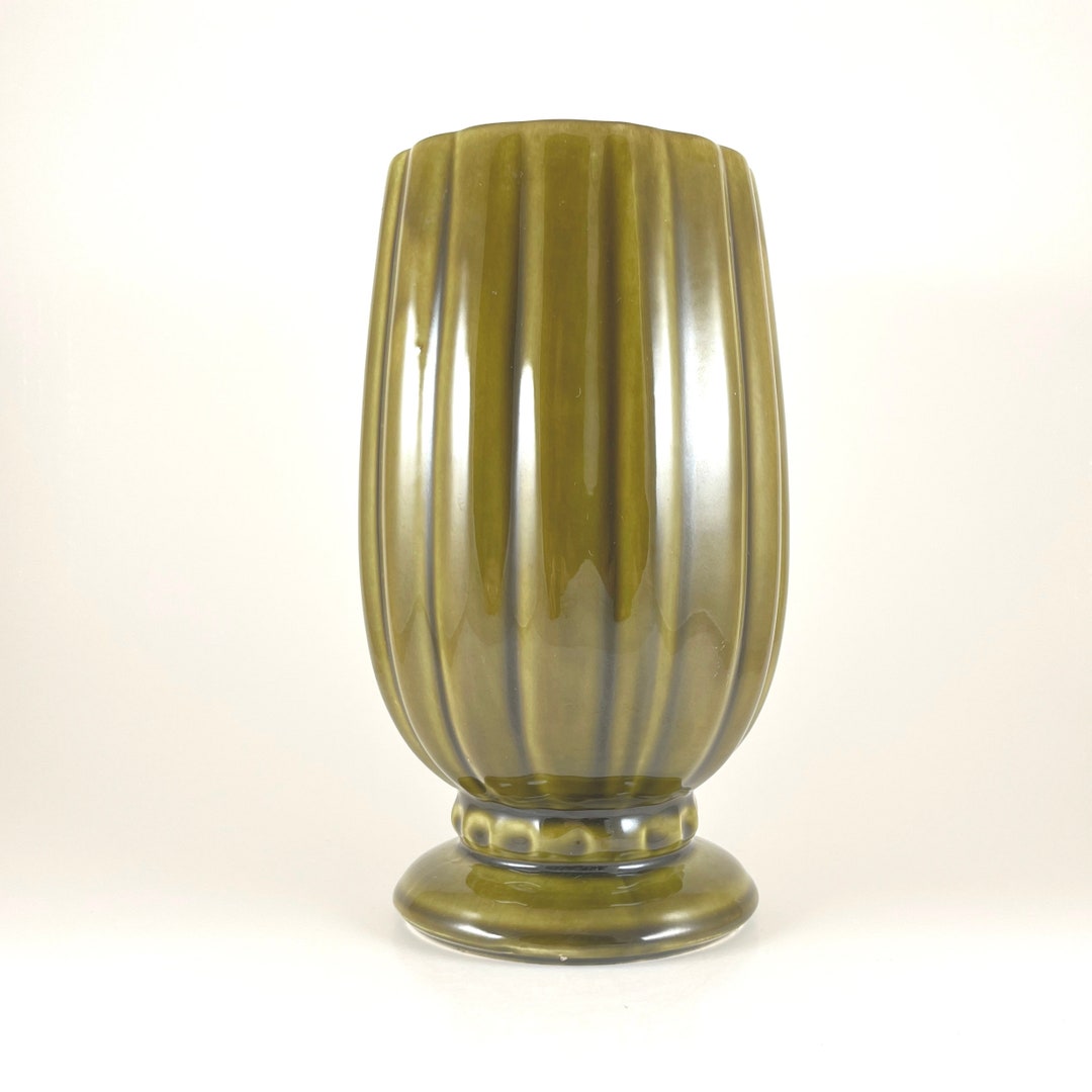 1960's Mccoy Pottery Floraline 9 Olive Green Gloss Ribbed - Etsy