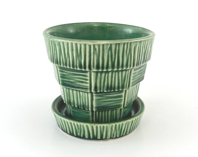 Mccoy Planter Green Basket Weave. Mc Coy Pot Flower Pot Planter Vintage ...