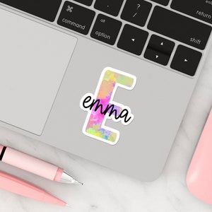 Custom Initial Sticker, Initial Stickers, Monogram Name Sticker, Away ...