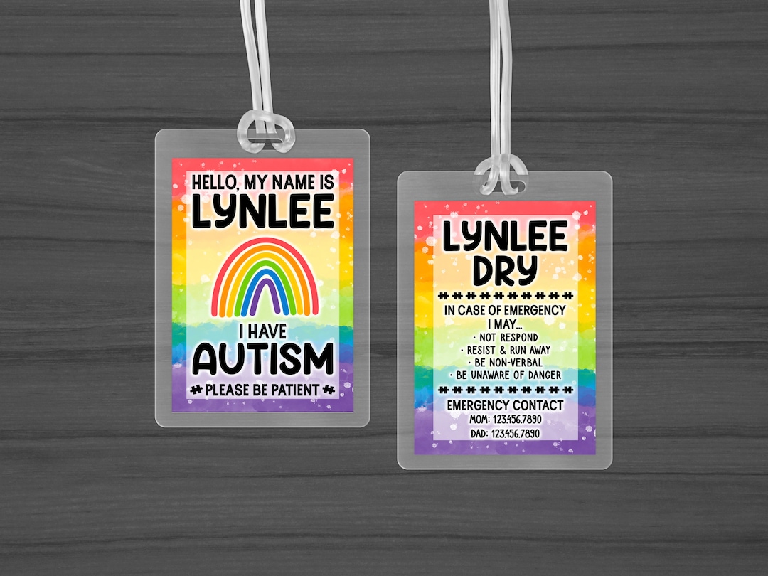 Autism Card | I Am Autistic | Autism Medical ID Tag | Saftey Tag ...