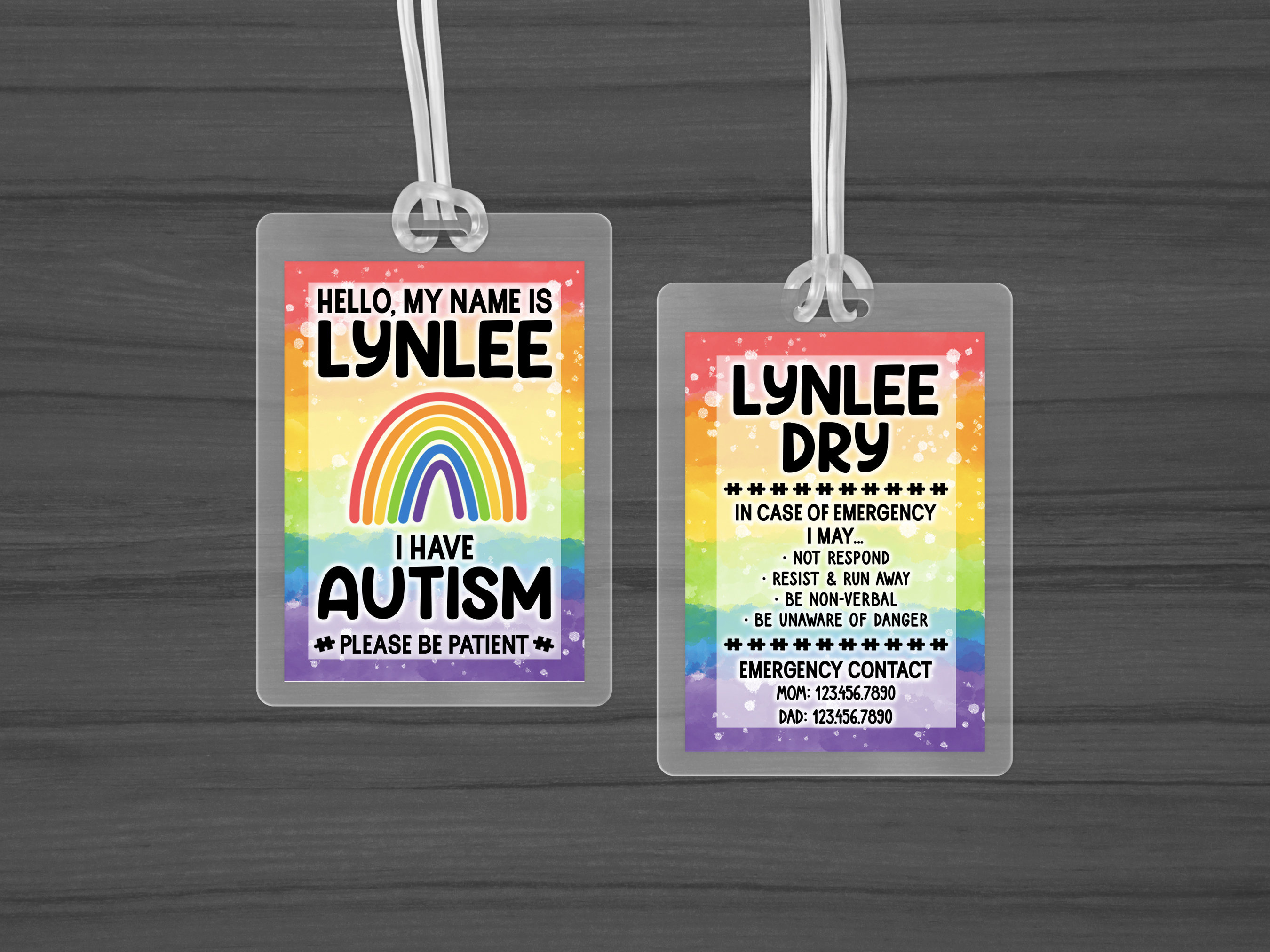 Autism Card | I Am Autistic | Autism Medical ID Tag | Saftey Tag ...