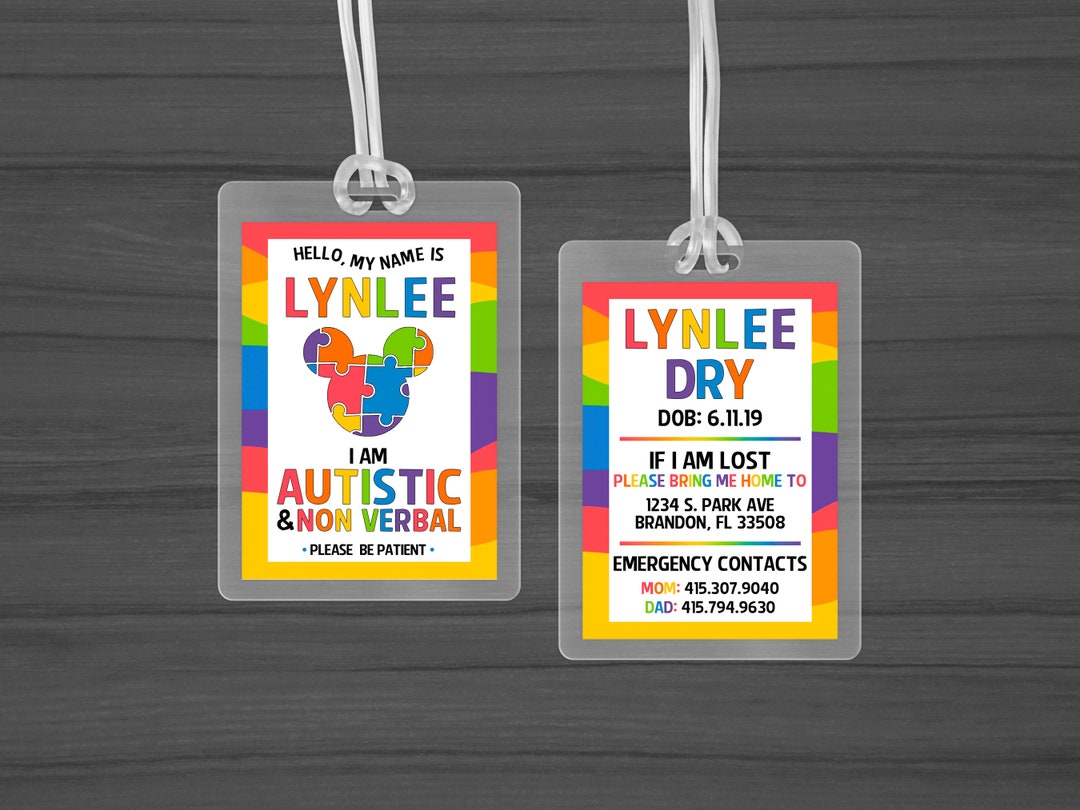 Autism Card | I Am Autistic | Autism Medical Alert ID Tag | Saftey Tag ...