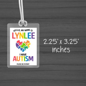 Autism Card | I Am Autistic | Autism Medical ID Tag | Saftey Tag ...